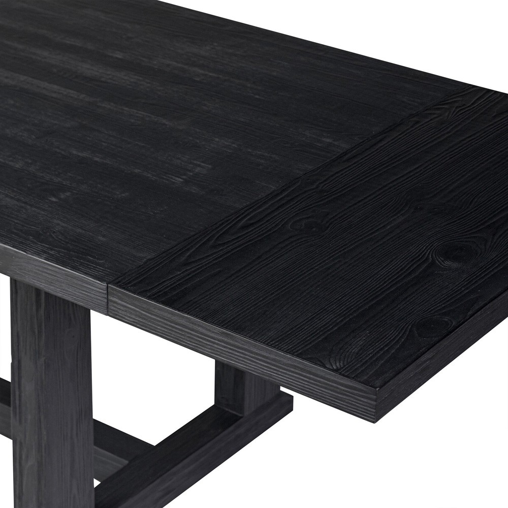 Holland Rustic Lodge Black Wood Rectangular Extendable Dining Table ...