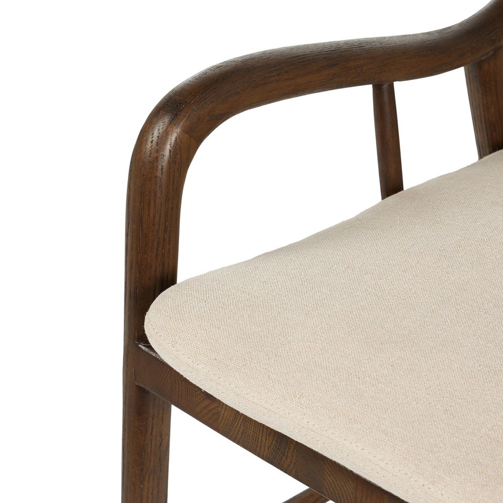 Brenna Broadway Dune Linen Dining Arm Chair | Kathy Kuo Home
