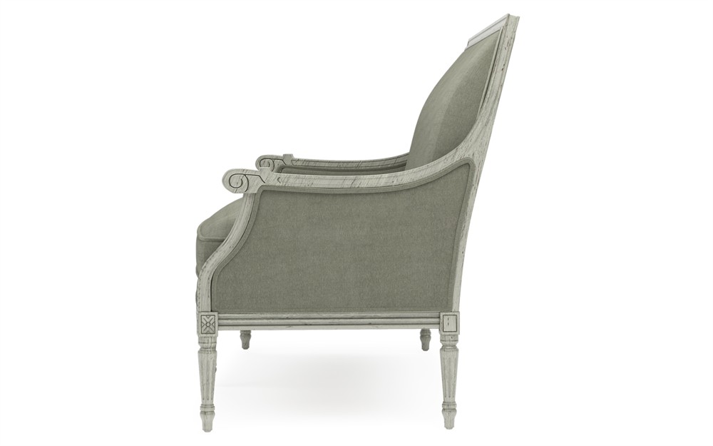 Juliette Spring Blue Textured Weave Provence Sage Settee | Kathy Kuo Home