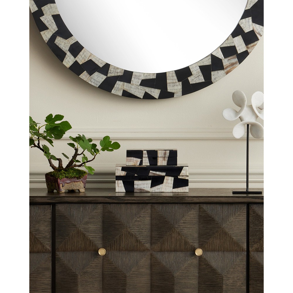 Riley Coastal Black Chiseled Horn Decorative Box - Set of 2 | Kathy Kuo ...