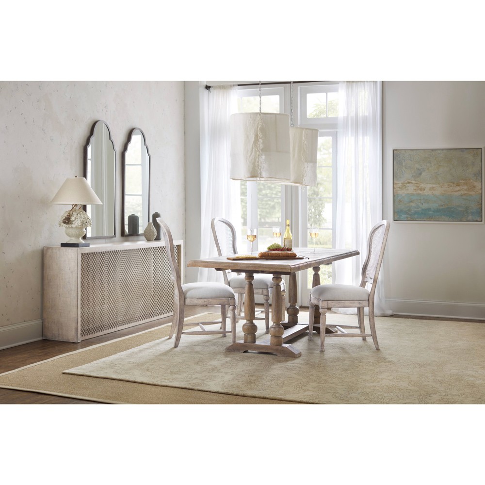 Gary French Country Off White Linen Antique Wood Dining Chair | Kathy ...