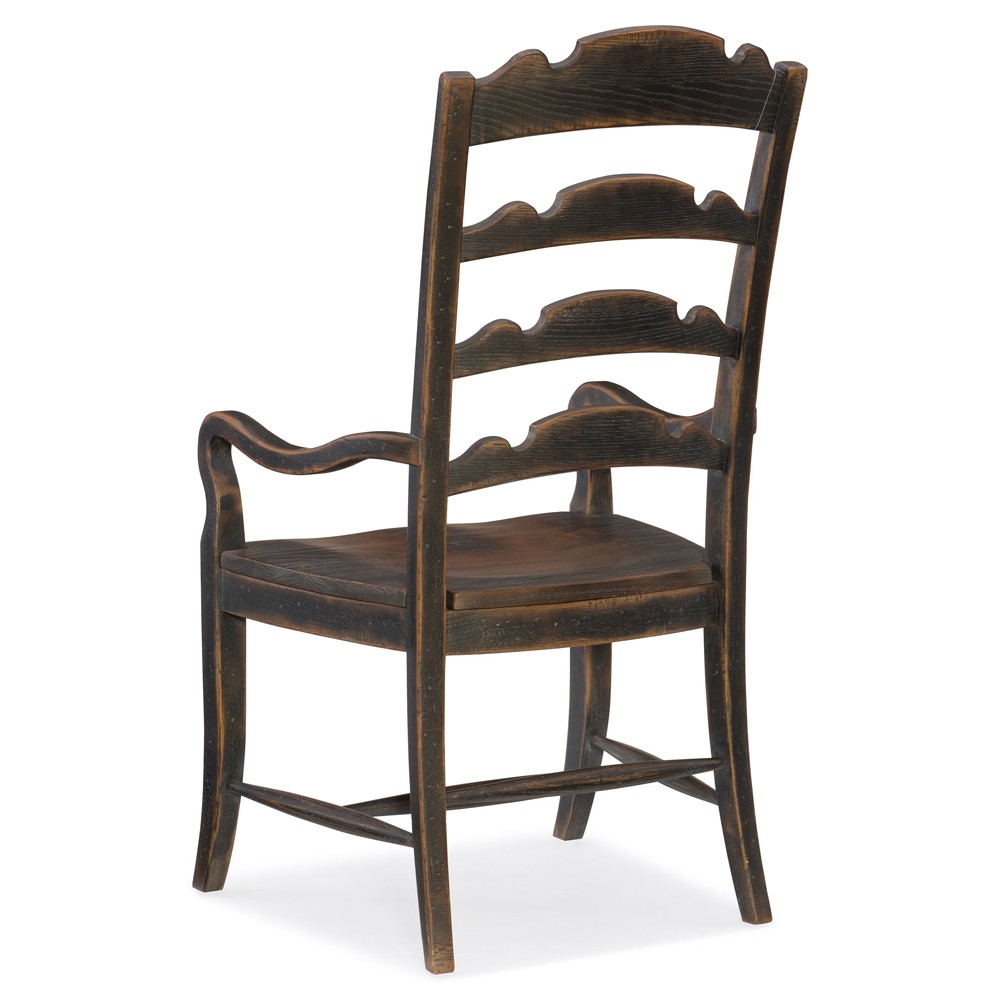 Laurel Updated Traditional Black Oak Ladderback Dining Arm Chair