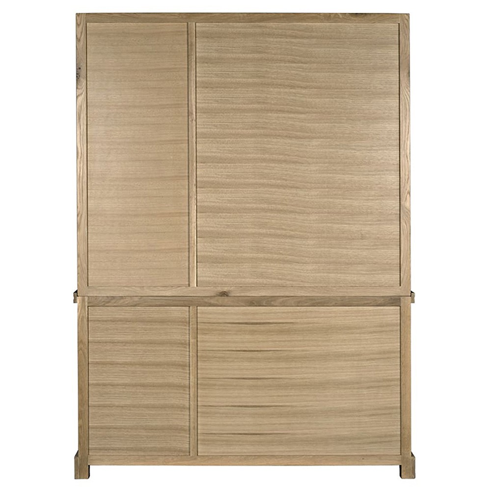 Cyrene Modern Classic Ribbed Glass Oak Wood Display Cabinet