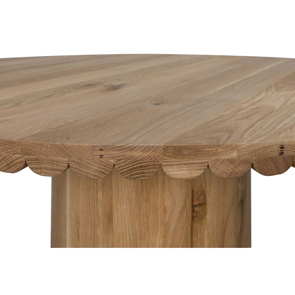 Meighton Modern Classic Brown Scalloped Round Dining Table - 60" 51" W ...