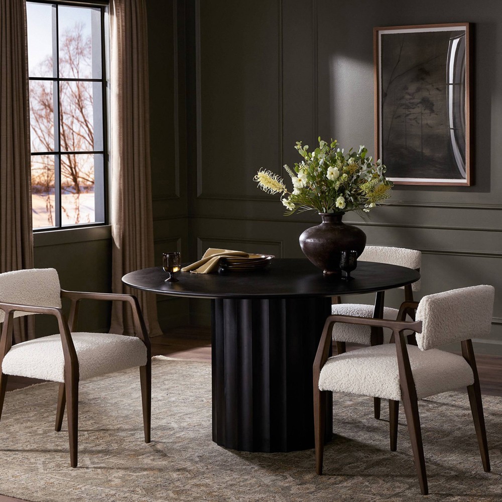 Laurel Modern Classic Black Wood Round Dining Table - 54" | Kathy Kuo Home