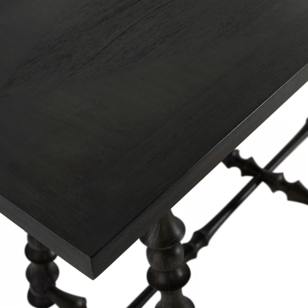 Kirkwood Updated Traditional Black Wood Rectangular Console Table Long ...