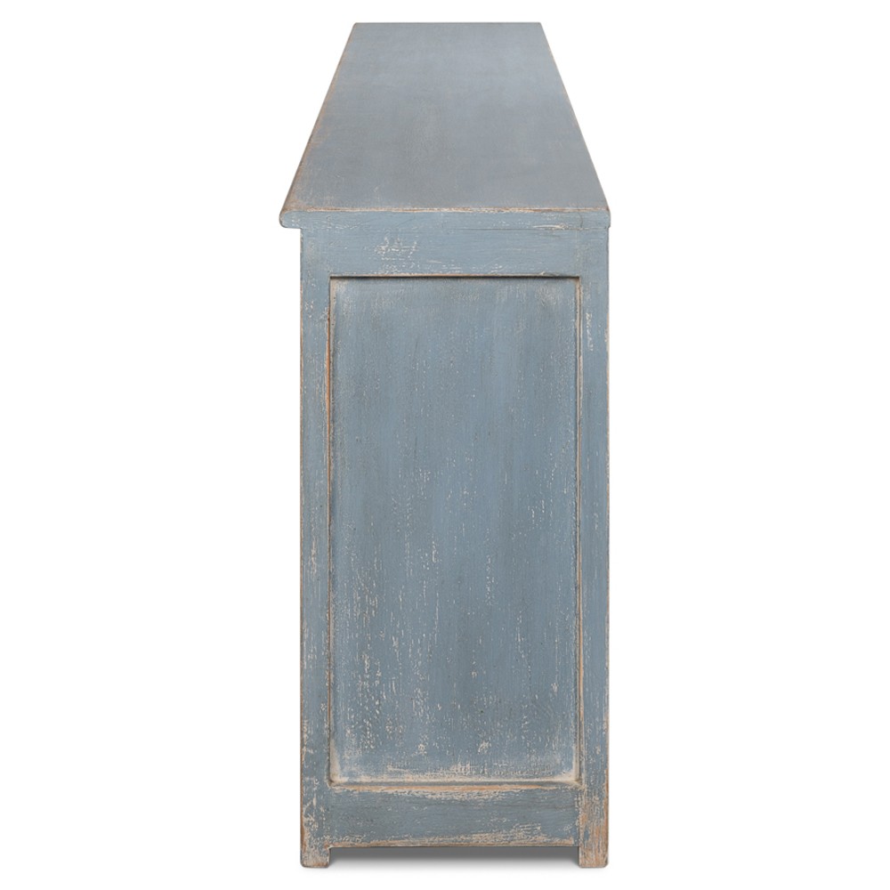 Errol Coastal Beach Distressed Blue Wood Sideboard Extra Wide (Over 100 ...