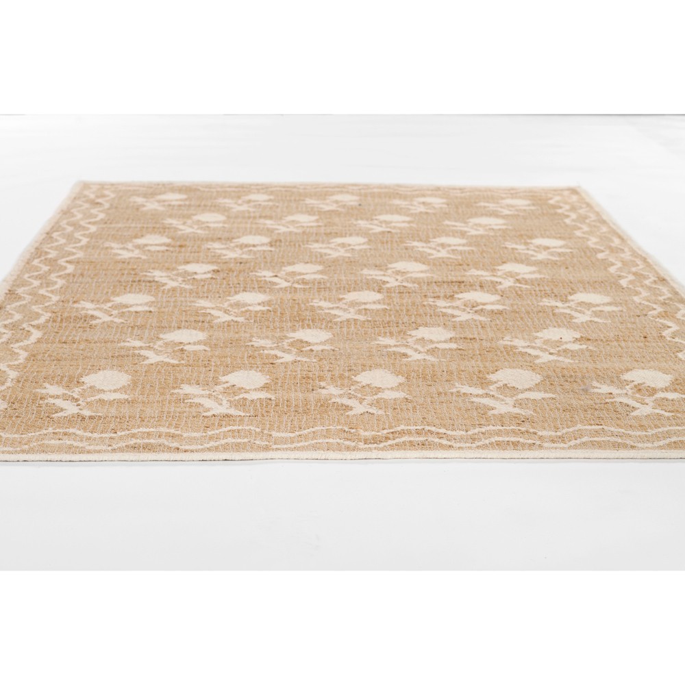 Lizbeth Coastal Beach Ivory Floral Patterned Rug - 5'x8' | Kathy Kuo Home