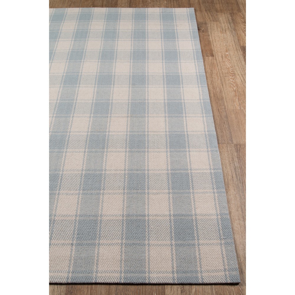 Vianna Updated Traditional Light Blue Wool Plaid Patterned Rug - 3'6"x5'6"