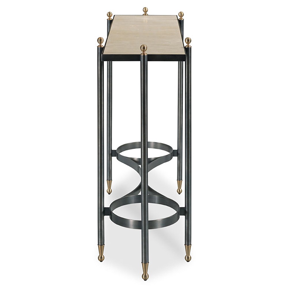 Lyle French Country Marble Metal Finial Console Table Long (53 - 75" W ...