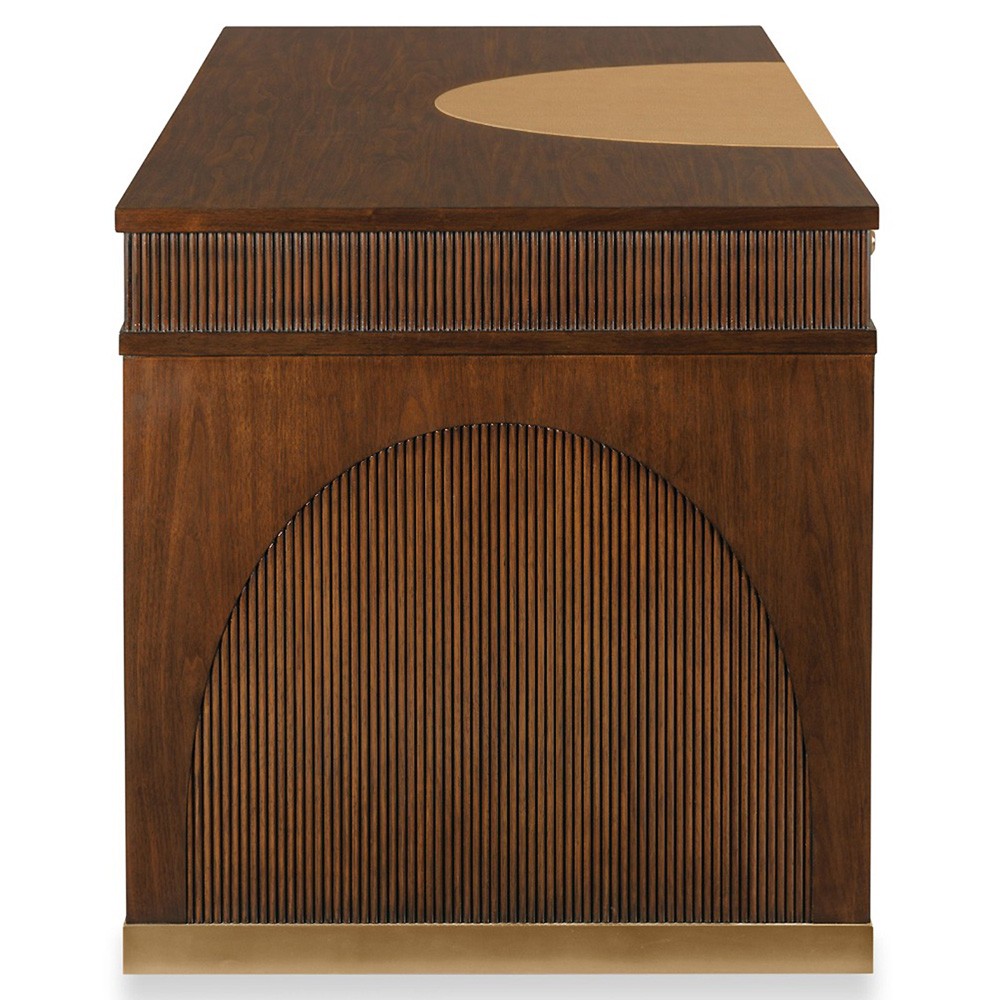 Wilson Modern Classic Lisse Brown Wood Desk | Kathy Kuo Home