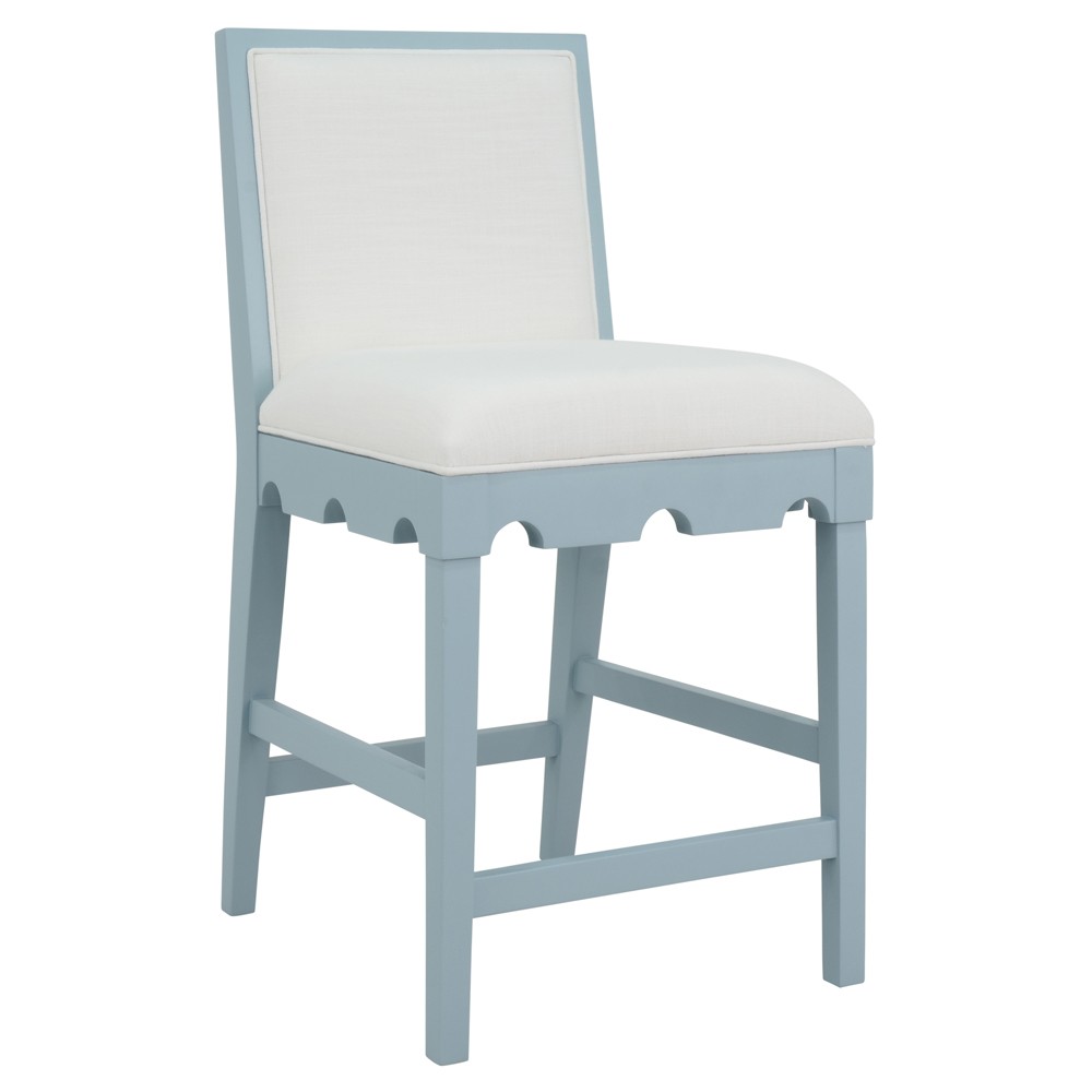 Worlds Away Lanister Modern Classic White Performance Light Blue Wood ...