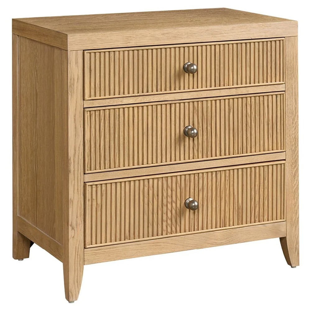 Isabella Modern Classic Fluted Brown Oak Nightstand | Kathy Kuo Home