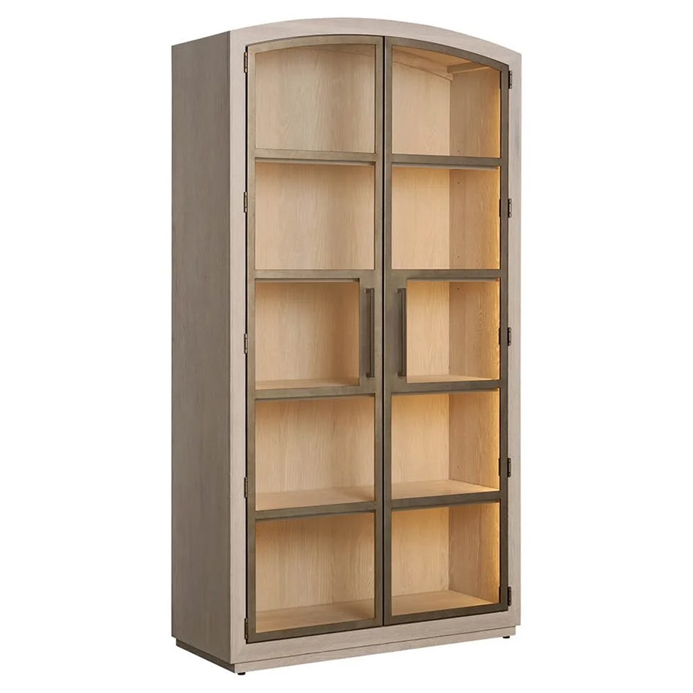 Judy Modern Classic White Oak Display Cabinet | Kathy Kuo Home
