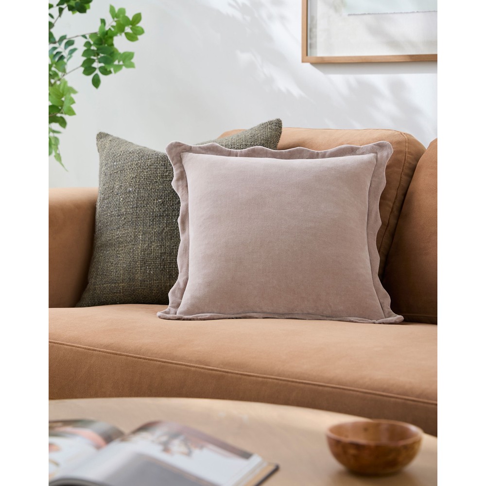 Stella French Country Mauve Cotton Scallop Throw Pillow - 18x18 18X18 ...