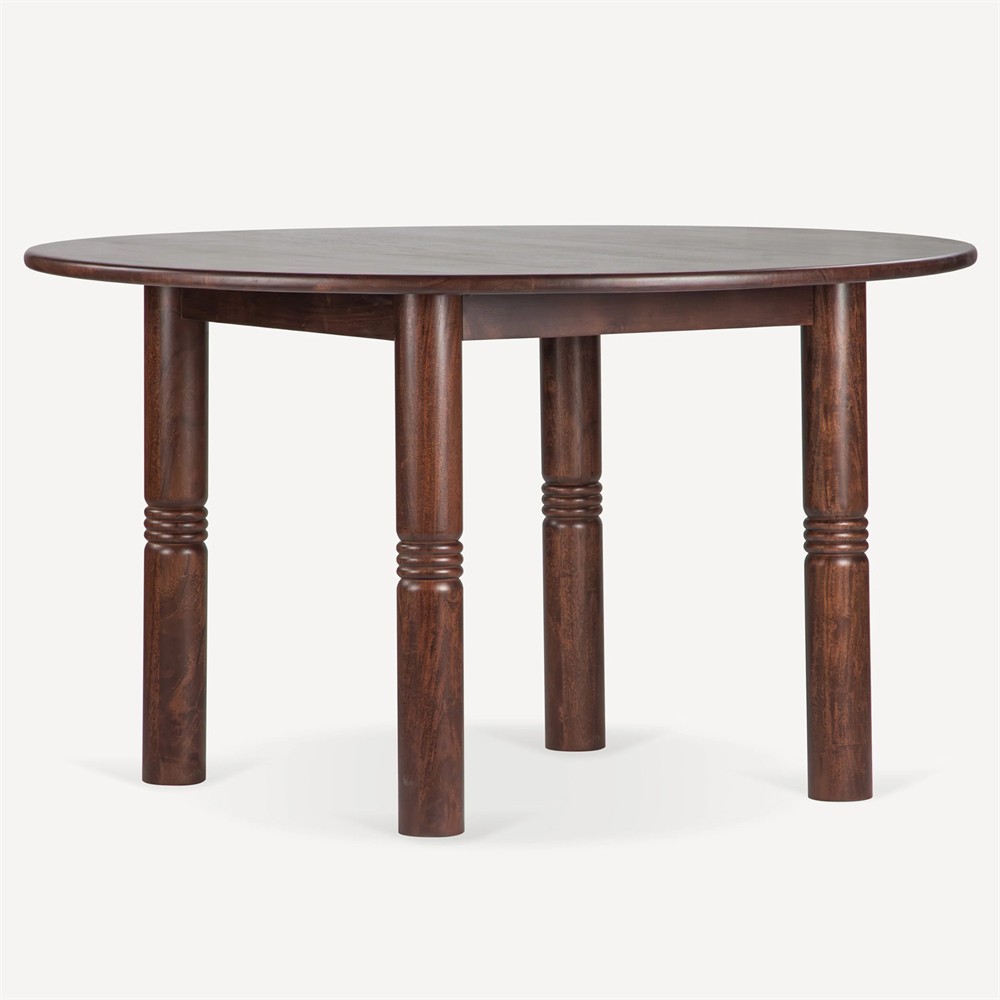 Lillian Updated Traditional Brown Wood Round Dining Table - 52" 51" W ...