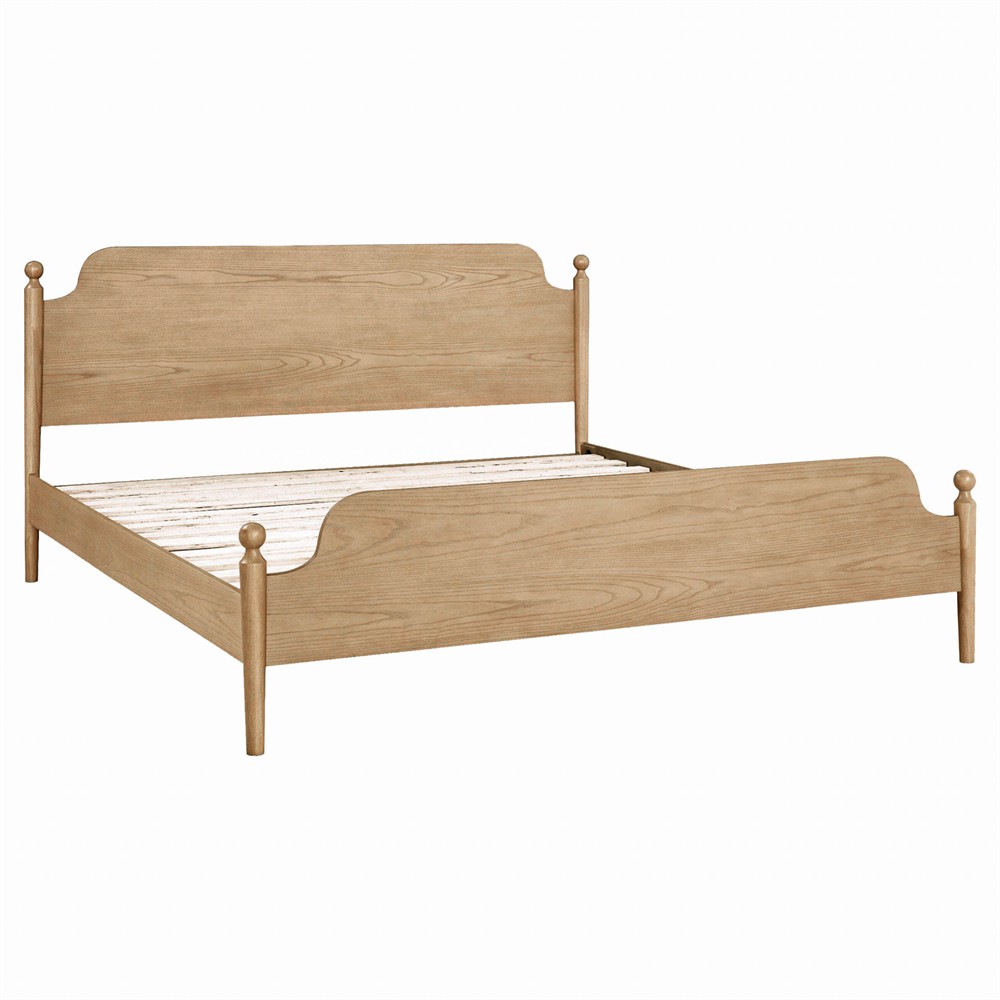 Zayne Updated Traditional Tan Wood Bed - King | Kathy Kuo Home