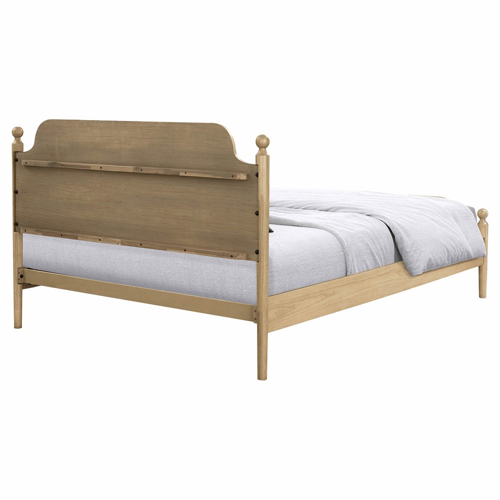 Zayne Updated Traditional Tan Wood Bed - Queen | Kathy Kuo Home