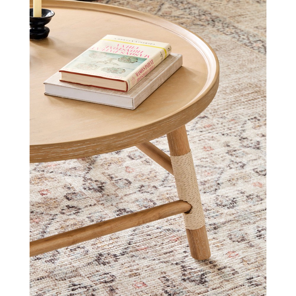 Cora Coastal Beach Natural Brown Wood Round Coffee Table 31" W - 40" W ...