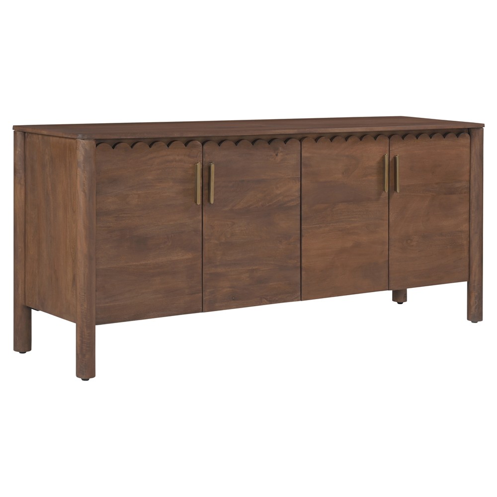 Bella Modern Classic Brown Mango Wood Scalloped Sideboard - 68"