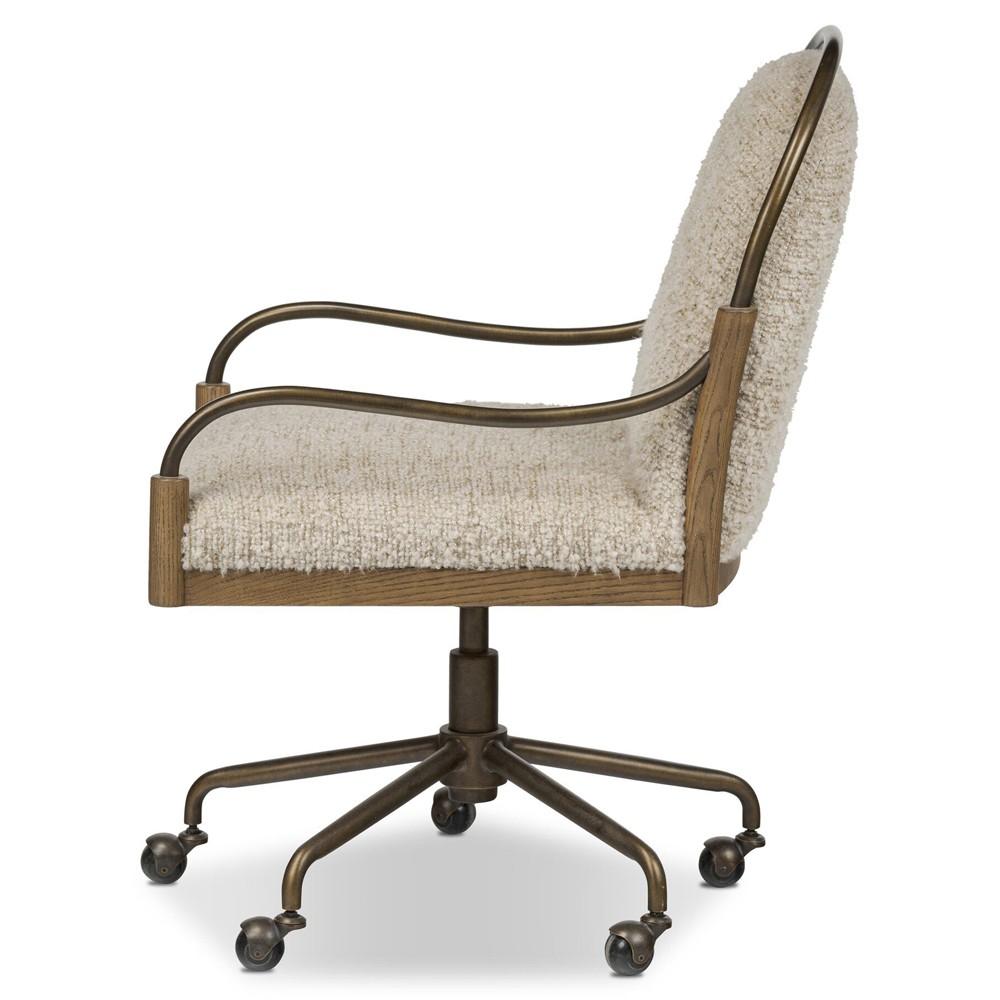 Demi Ivan Stone Brushed Brass Desk Chair | Kathy Kuo Home