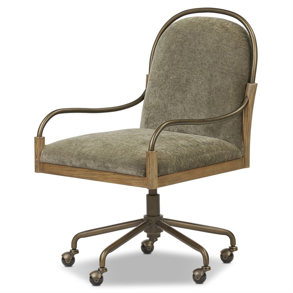 Demi Malmo Olive Brushed Brass Desk Chair | Kathy Kuo Home