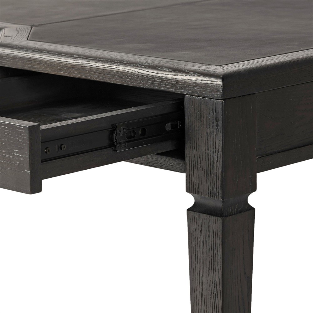 Caesar Updated Traditional Black Oak Wood Desk | Kathy Kuo Home