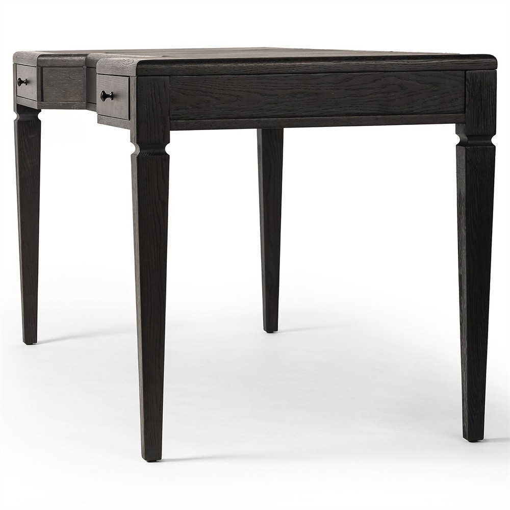 Caesar Updated Traditional Black Oak Wood Desk | Kathy Kuo Home