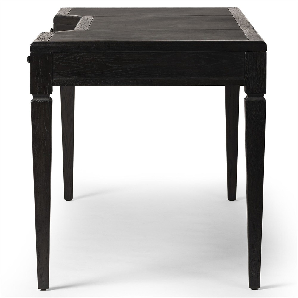 Caesar Updated Traditional Black Oak Wood Desk | Kathy Kuo Home