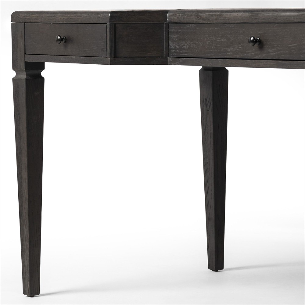 Caesar Updated Traditional Black Oak Wood Desk | Kathy Kuo Home