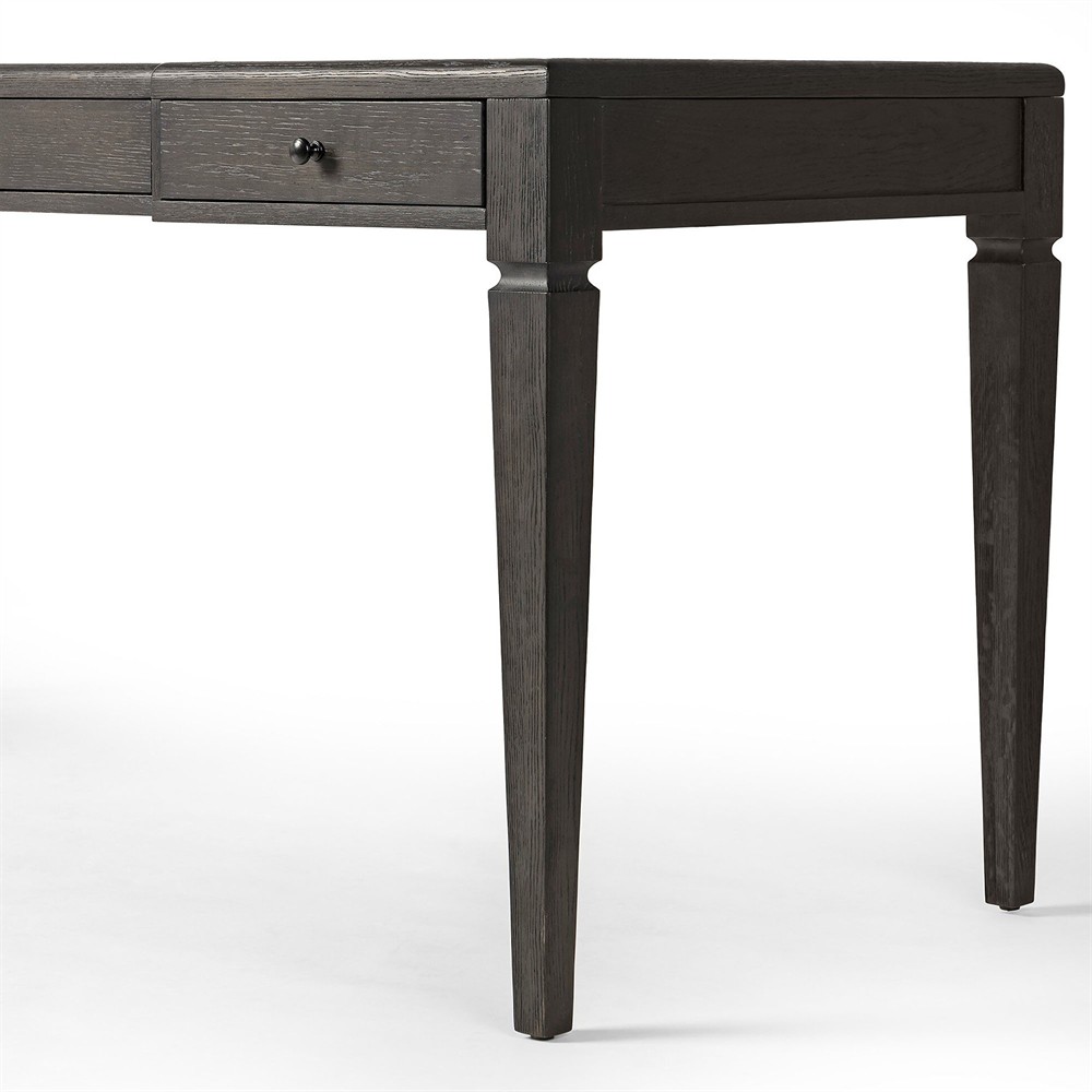 Caesar Updated Traditional Black Oak Wood Desk | Kathy Kuo Home