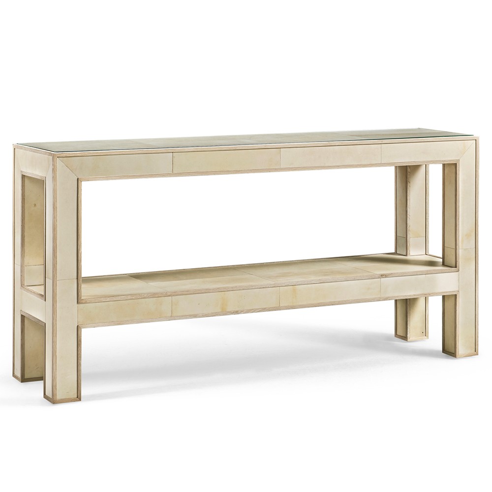 Lenora Modern Classic Cream 2 Tier Console Table Long (53 - 75" W ...