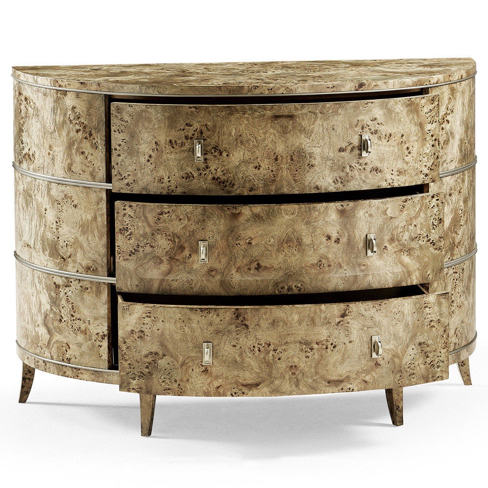 Susannah Modern Classic Burl Wood Demilune Sideboard Narrow (Under 50 ...