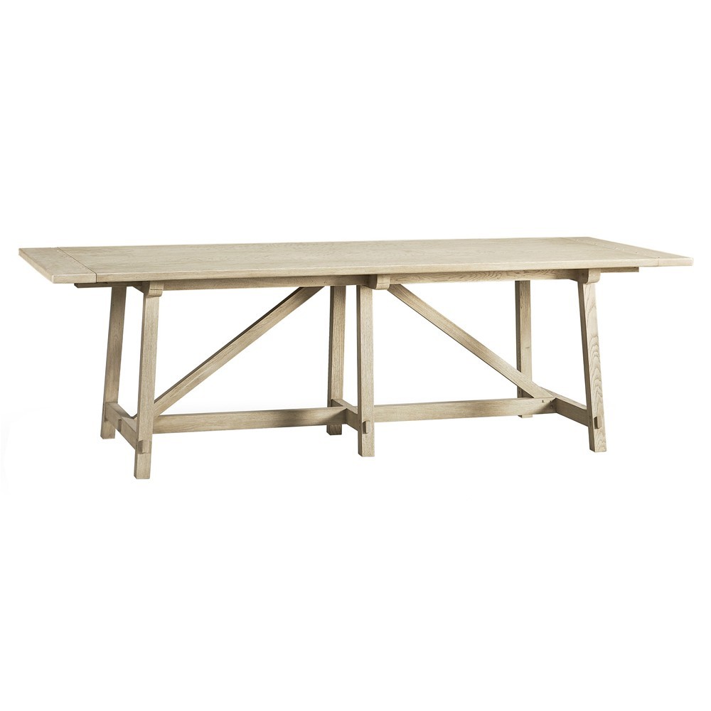 Elijah Updated Traditional Brown Oak Wood Extendable Dining Table - 96-144"