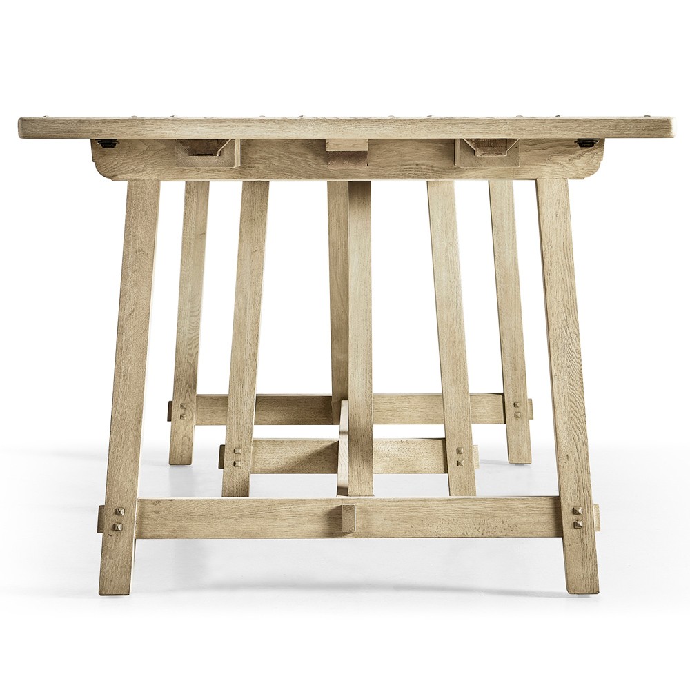 Elijah Updated Traditional Brown Oak Wood Extendable Dining Table - 96-144"