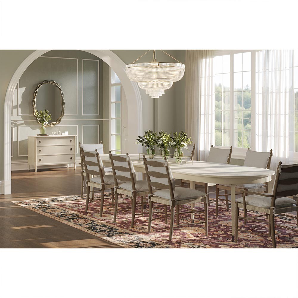 Landen Updated Traditional Beige Wood Oval Extendable Dining Table - 44 ...