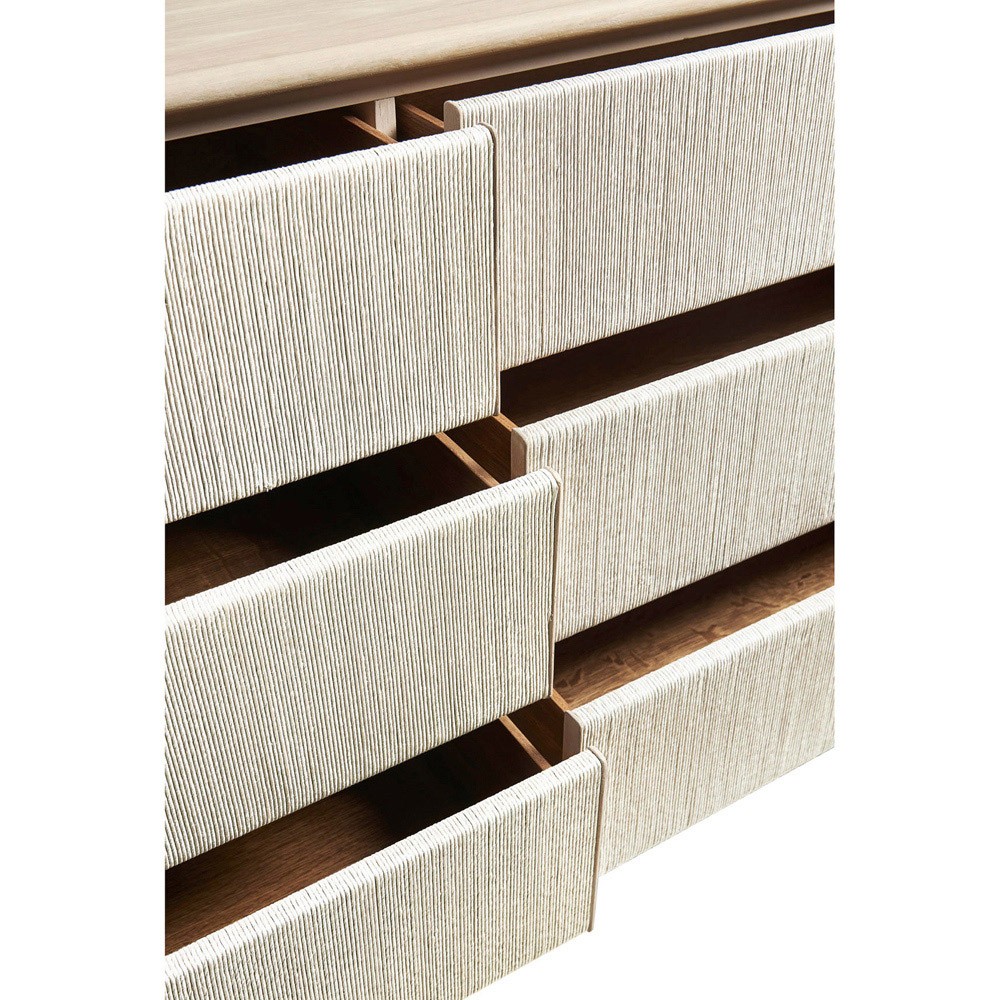 Irving Coastal Beach Whitewashed Oak Wood Double Dresser | Kathy Kuo Home