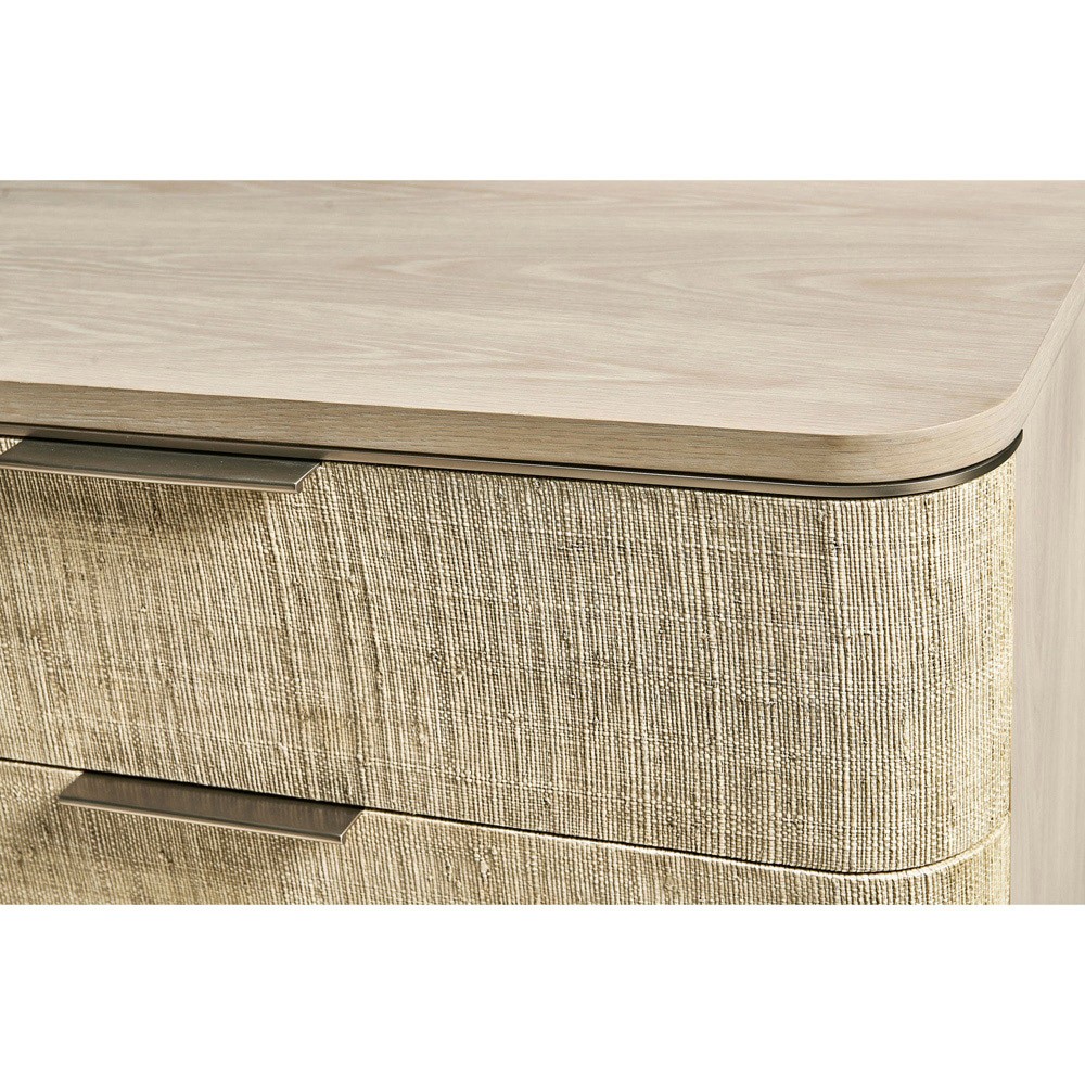 Kaila Coastal Beach Grasscloth Whitewashed Oak Double Dresser | Kathy ...