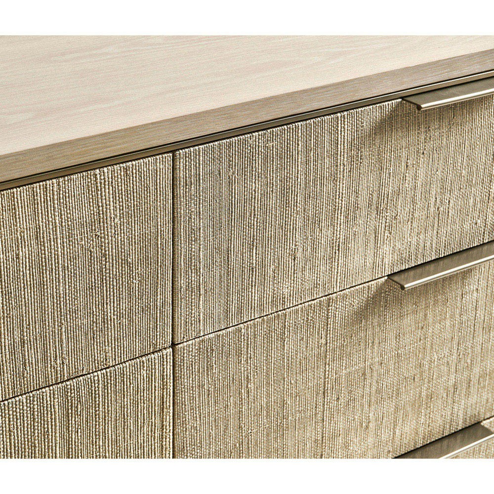 Kaila Coastal Beach Grasscloth Whitewashed Oak Double Dresser | Kathy ...