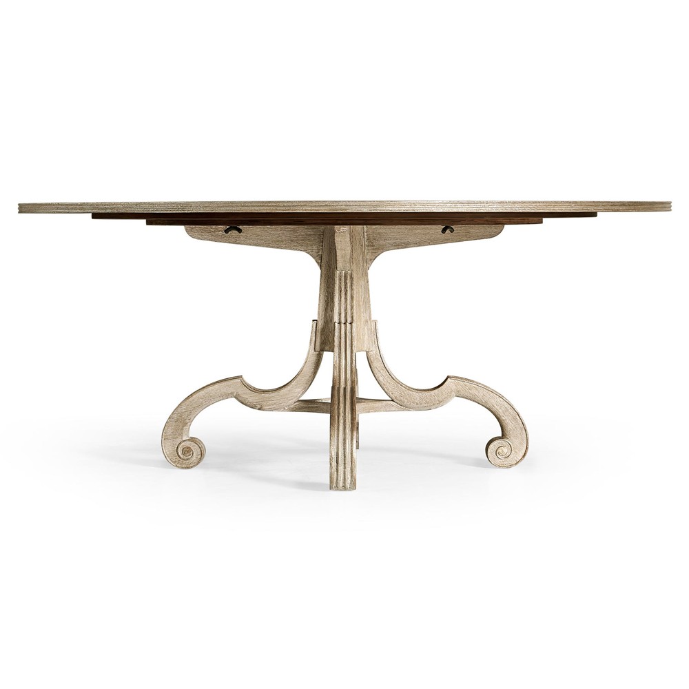 Ferdinand French Country Venetian White Oak Round Dining Table - 71" 71 ...