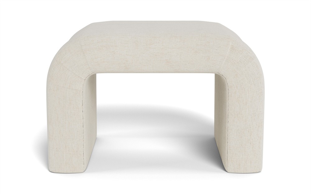 Loreta Heathered Ivory Crypton Performance Flecked Chenille Ottoman