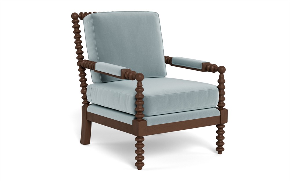 Nottingham Saltwater Blue Performance Velvet Chair | Kathy Kuo Home