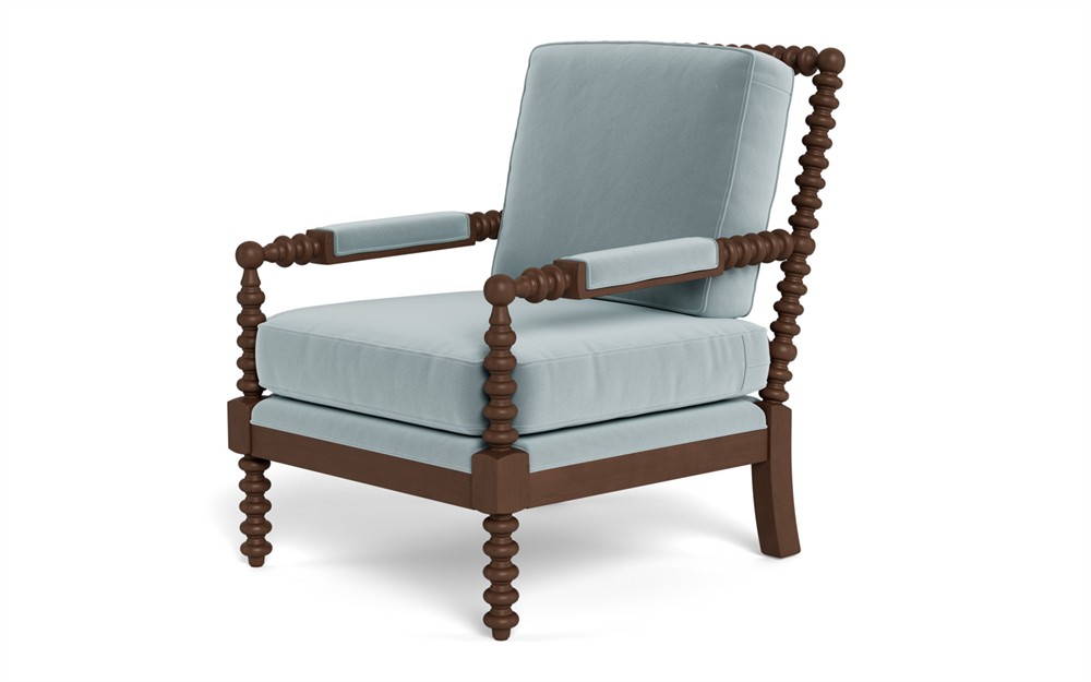 Nottingham Saltwater Blue Performance Velvet Chair | Kathy Kuo Home