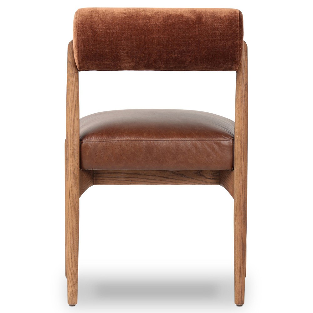 Aven Modern Classic Brown Leather Oak Dining Chair | Kathy Kuo Home