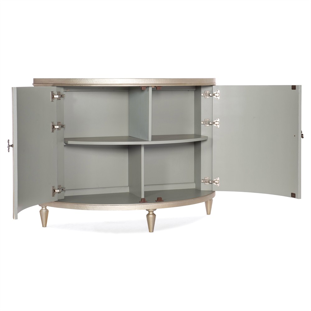Aureli Modern Classic Champagne Leaf Linen Demilune Sideboard Standard ...