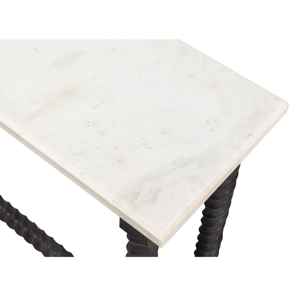 Stella Traditional White Marble Brown Acacia Rectangular Spindle ...