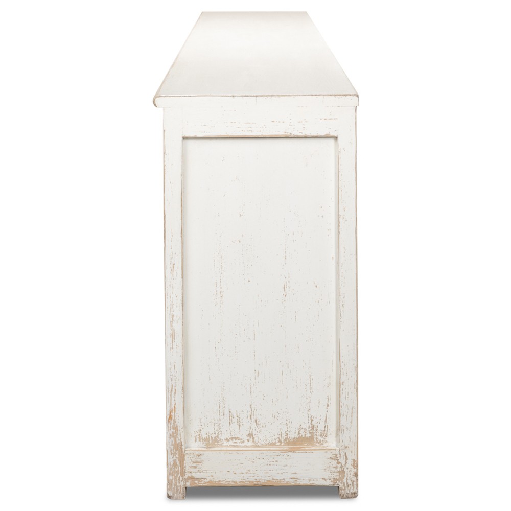 Errol Coastal Beach Distressed White Pine Wood Sideboard Extra Wide ...