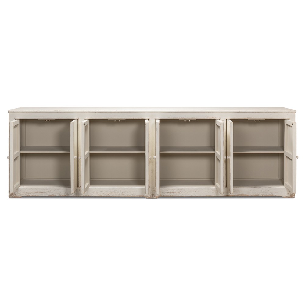 Errol Coastal Beach Distressed White Pine Wood Sideboard Extra Wide ...