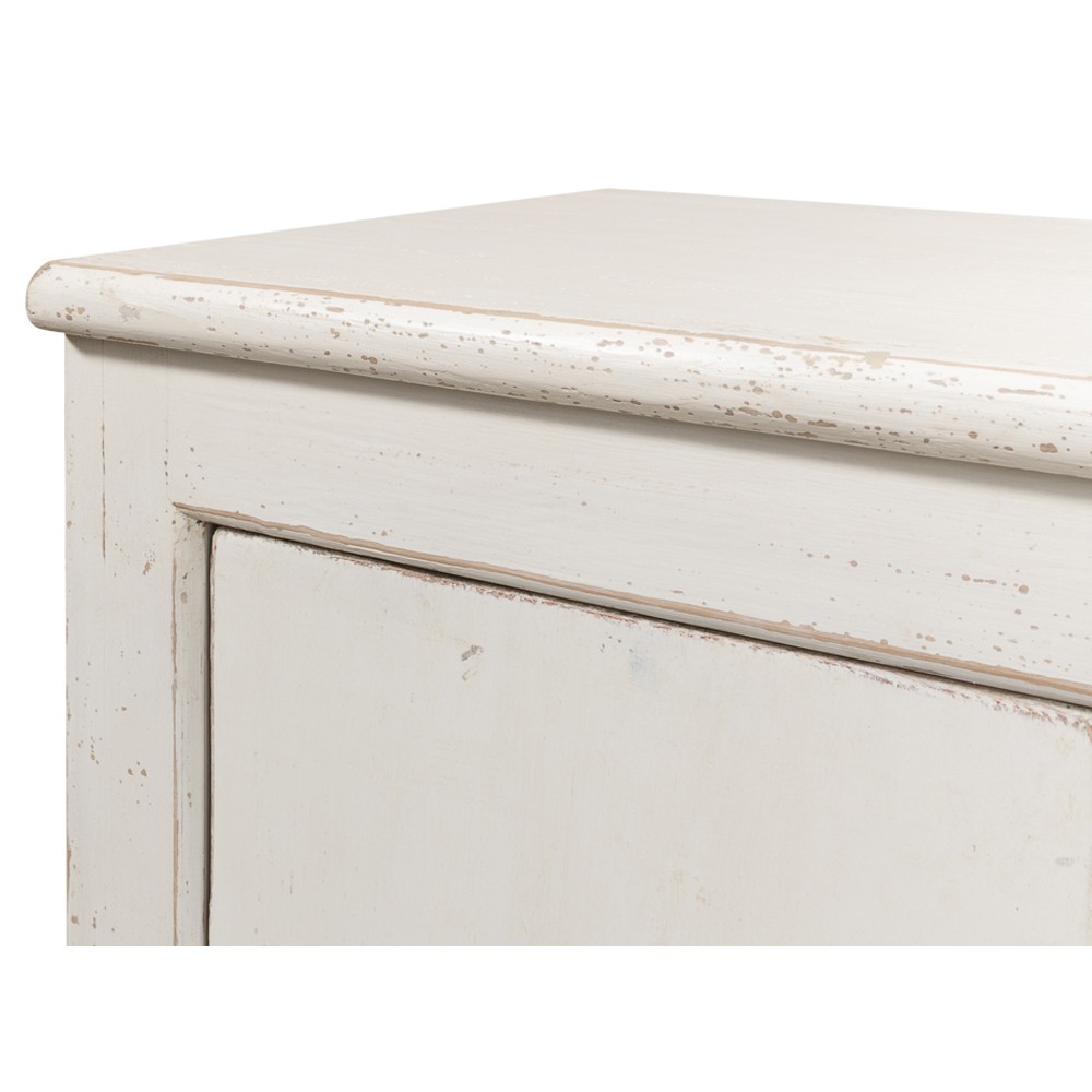 Errol Coastal Beach Distressed White Pine Wood Sideboard Extra Wide ...