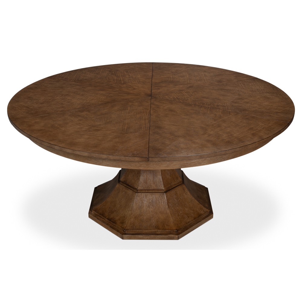 Faith Updated Traditional Dark Oak Round Extendable Jupe Dining Table ...